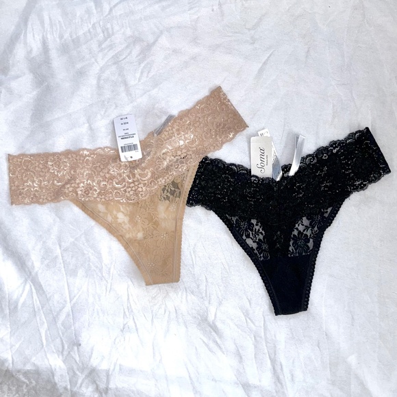 Soma | Intimates & Sleepwear | New Soma Lace Thong Black Tan Bundle ...
